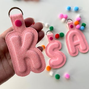 Puffy Foam Key Fob Snap Tab Rounded Monogram Alphabet Letters A-Z ...