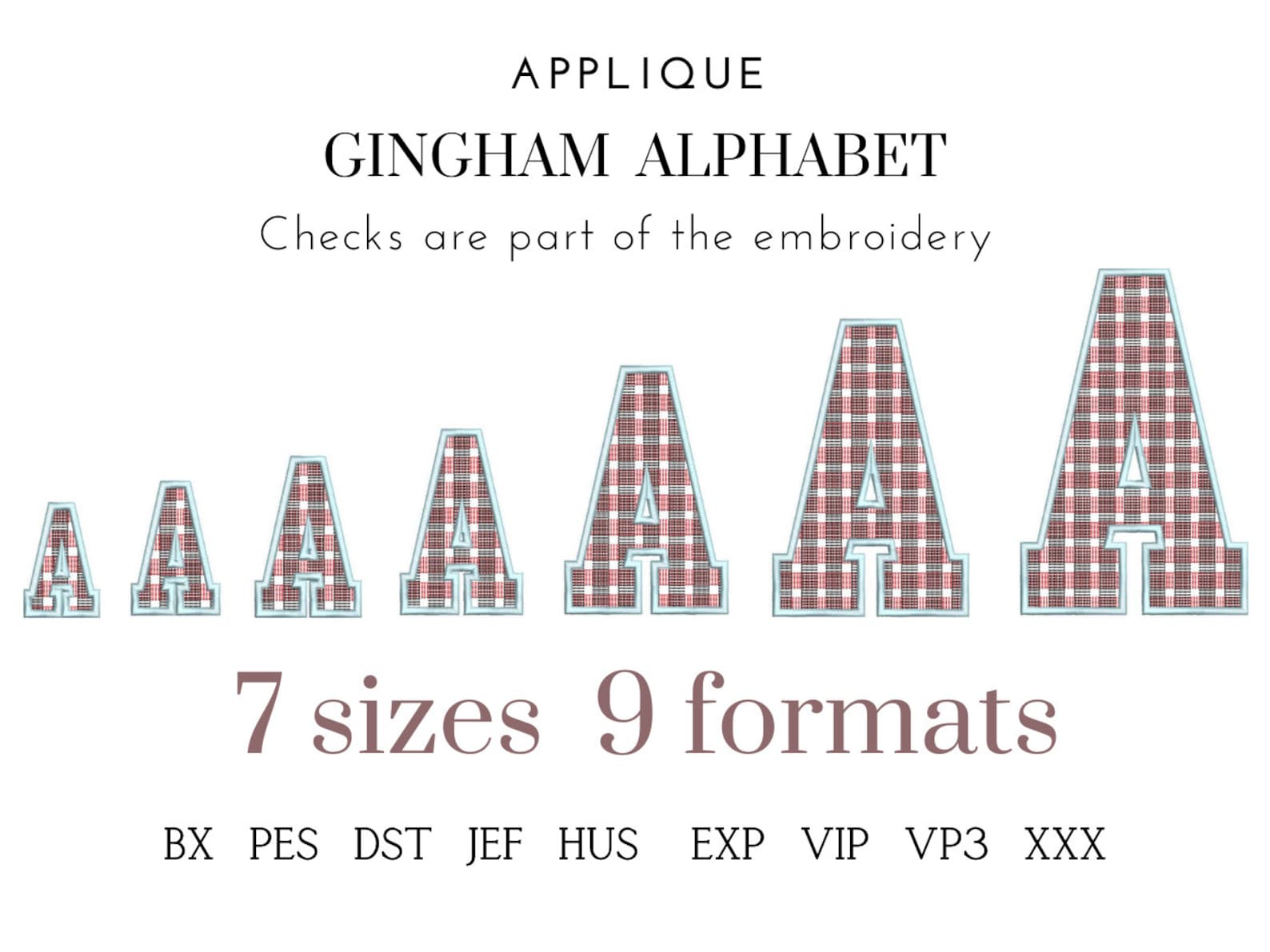 Gingham Block Font Applique Checkered Alphabet Letters Numbers - Etsy