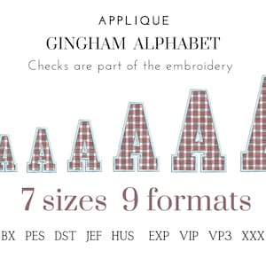 Gingham Block Font Applique Checkered Alphabet Letters Numbers Machine ...