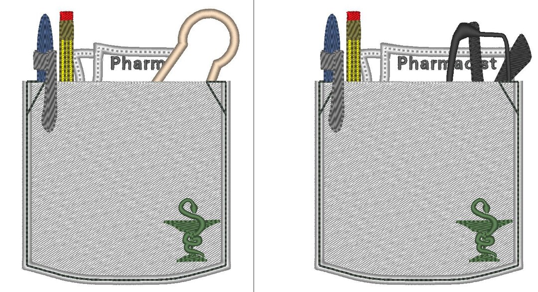 Real Pharmacist Pockets - Machine Embroidery Applique Design In-the ...