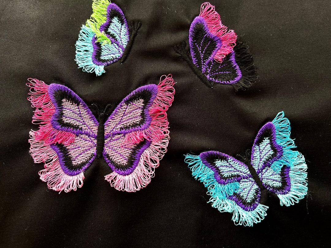 Mini Butterfly With Fringed Fluffy Wings Machine Embroidery Designs ...