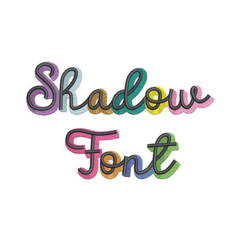 Handwritten Script Bouncy Shadow Font Fill Stitch Double 2 Color ...