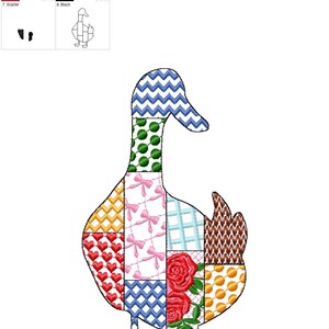 Patchwork Duck Farm Bird Animal Patterned Duck Silhouette Outline ...