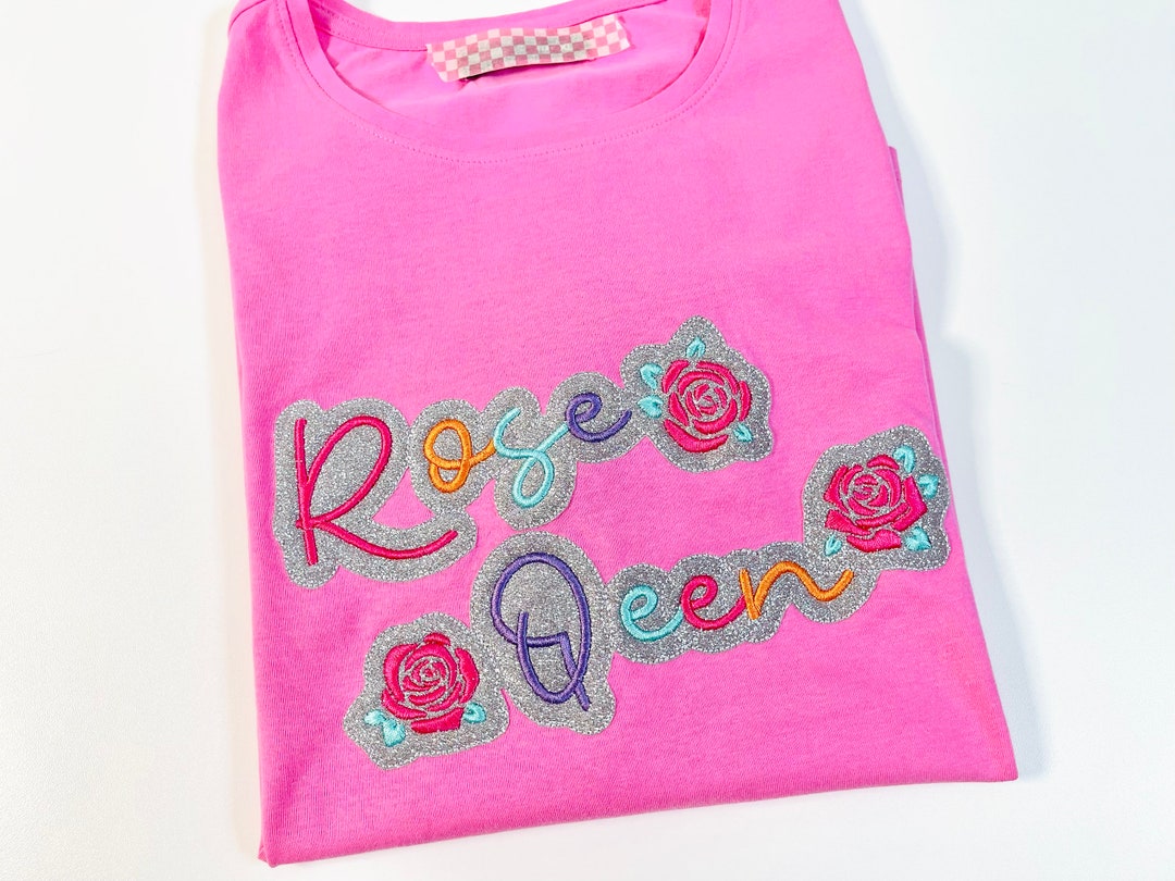 Glitter Vinyl HTV Applique Mini Handwritten Satin Stitch Rose FONT ...