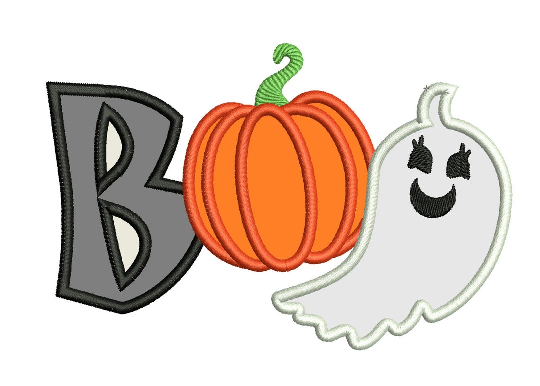 Boo Little Boo Ghost With Pumpkin Halloween Applique Machine Embroidery ...