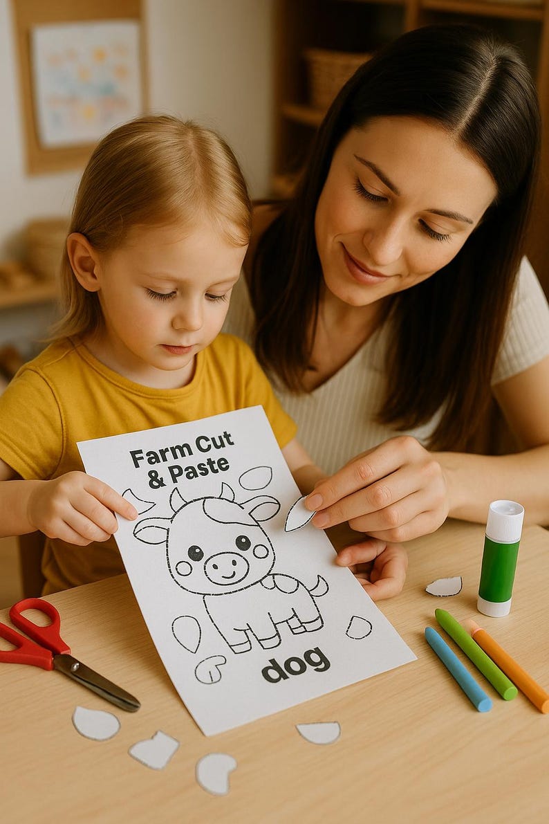 Farm Cut and Paste Activities for Kids | Tracing Worksheets Preschool ...