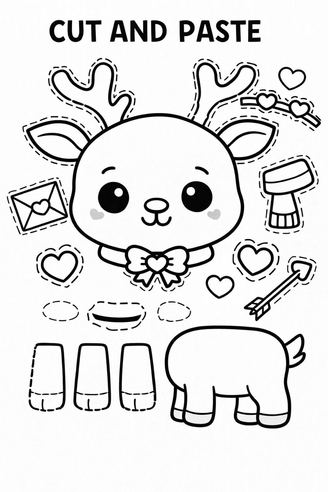 Kawaii Valentine Cut and Paste Printable | Valentine Crafts for Kids ...