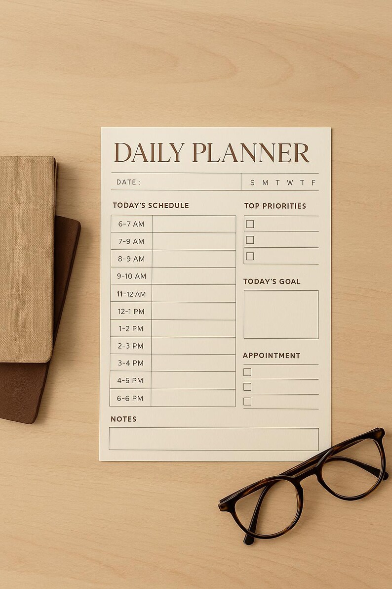 Printabe Minimalist Daily Planner Template - Etsy