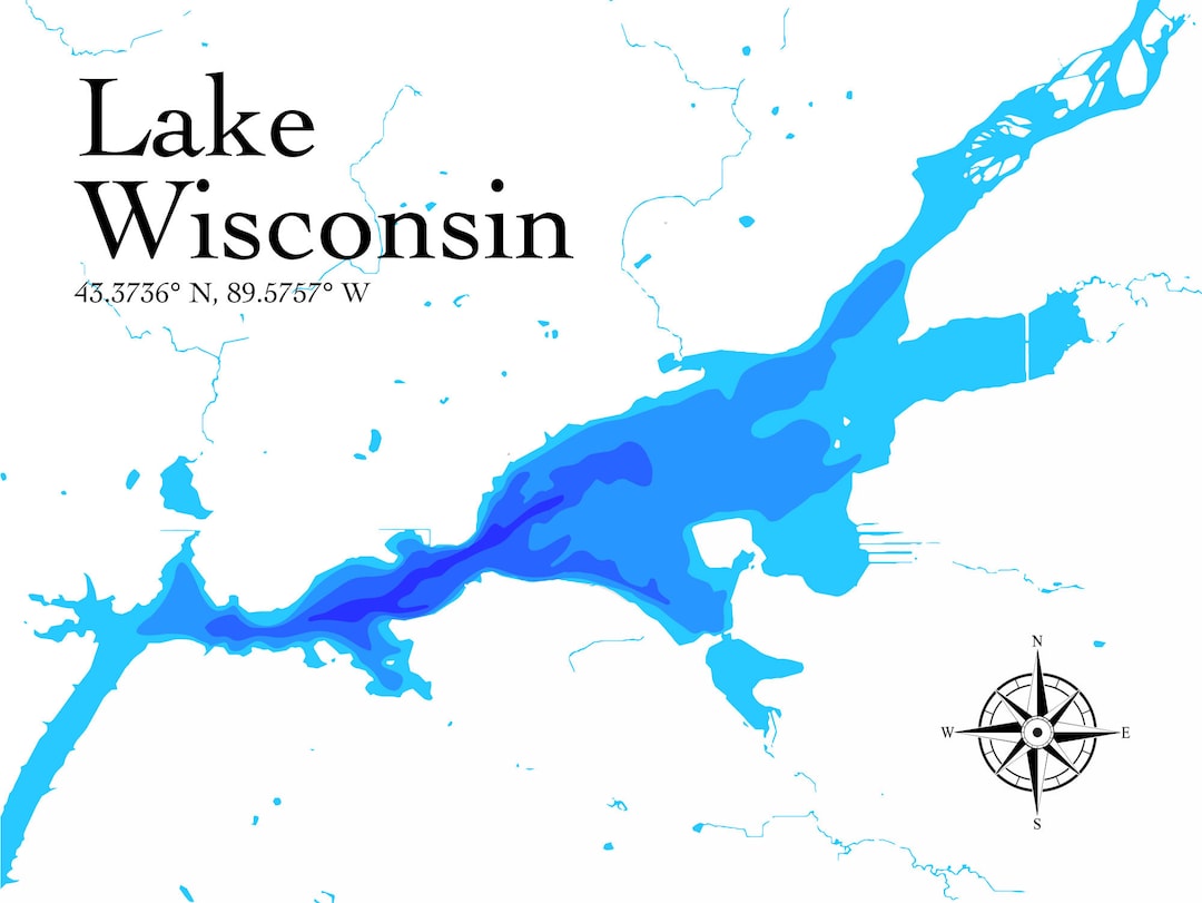 Lake Wisconsin Map - 5 Layers - Bathymetry Bathymetric Multi Layer ...