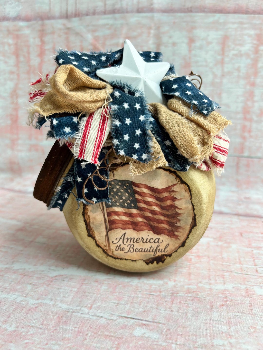 Decorative Jar, Home Decor, Grunged, Flag, America the Beautiful ...