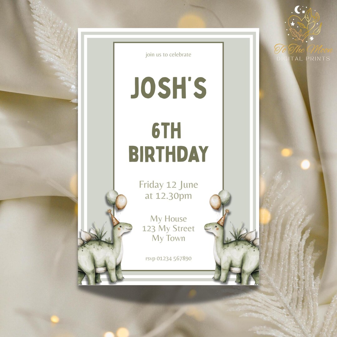 Editable Dinosaur Birthday Invitation • Modern Kids Party Template ...