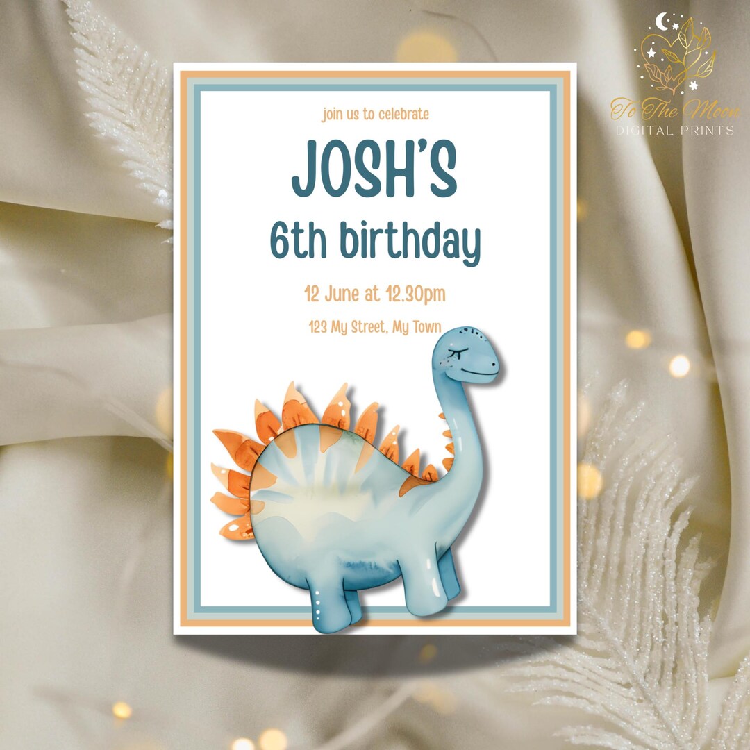 Editable Dinosaur Birthday Invitation • Modern Kids Party Template ...