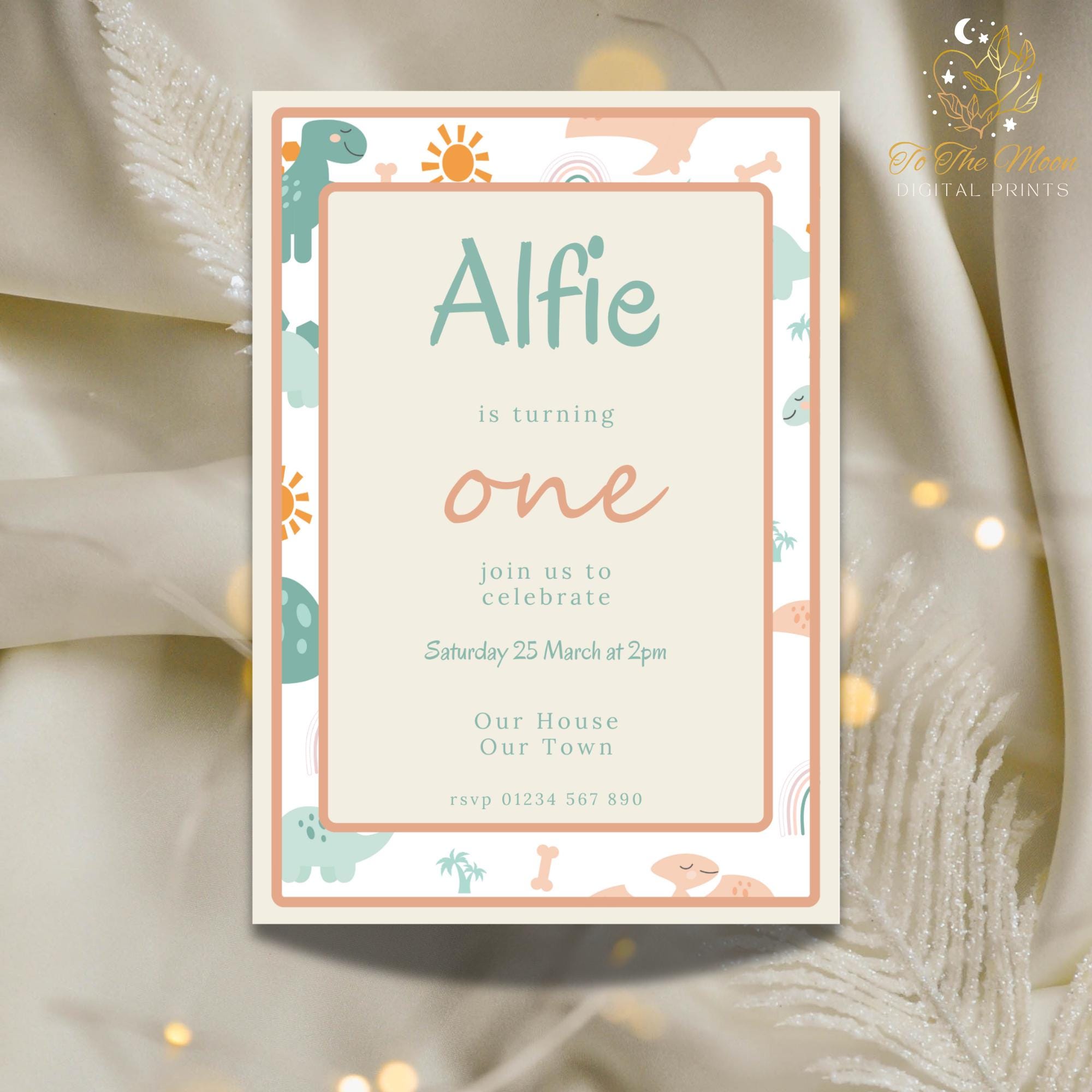 Editable Pastel Dinosaur Birthday Invitation • Cute Dino First Birthday ...