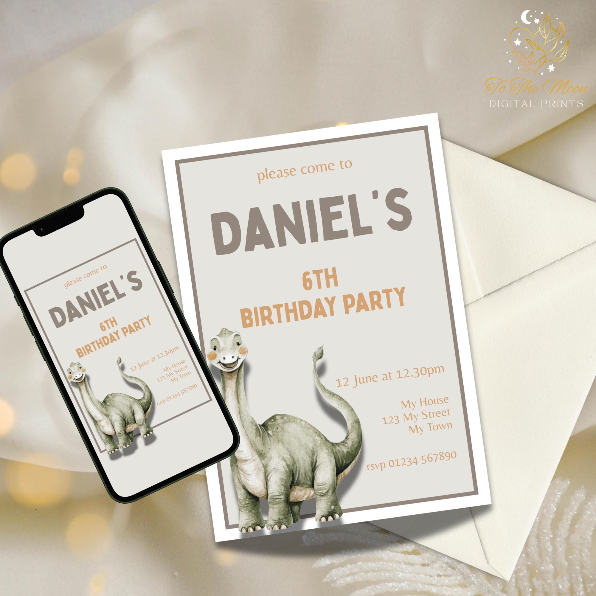 Editable Dinosaur Birthday Invitation • Cute Kids Party Template ...