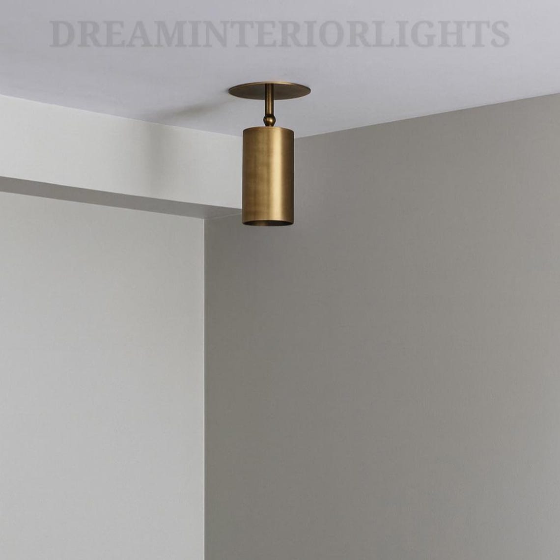 Mid Century Modern Adjustable Spotlight Vintage Brass Cylinder Semi ...