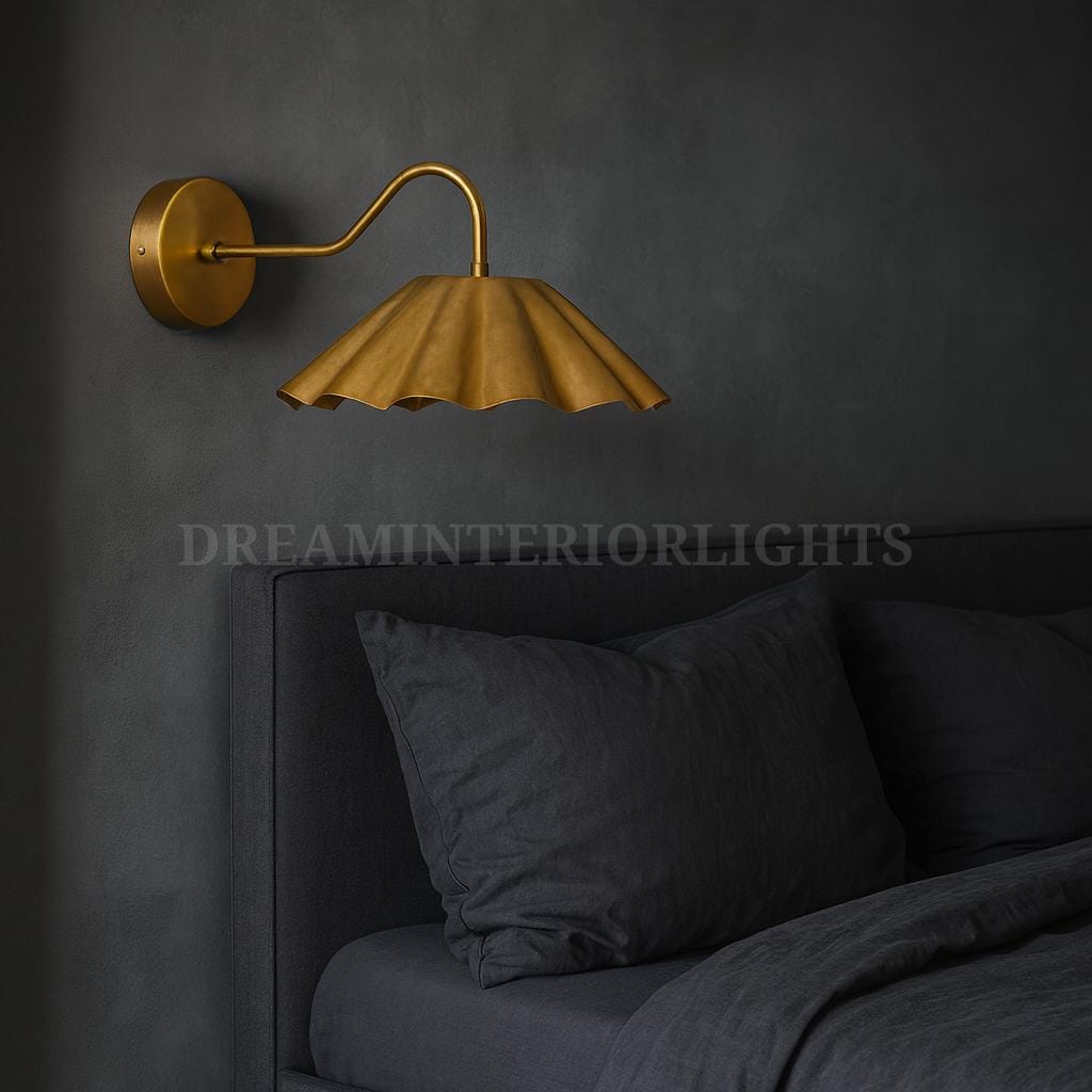 Vintage Brass Ruffle Shade Mid Century Modern Brass Flower Shade ...