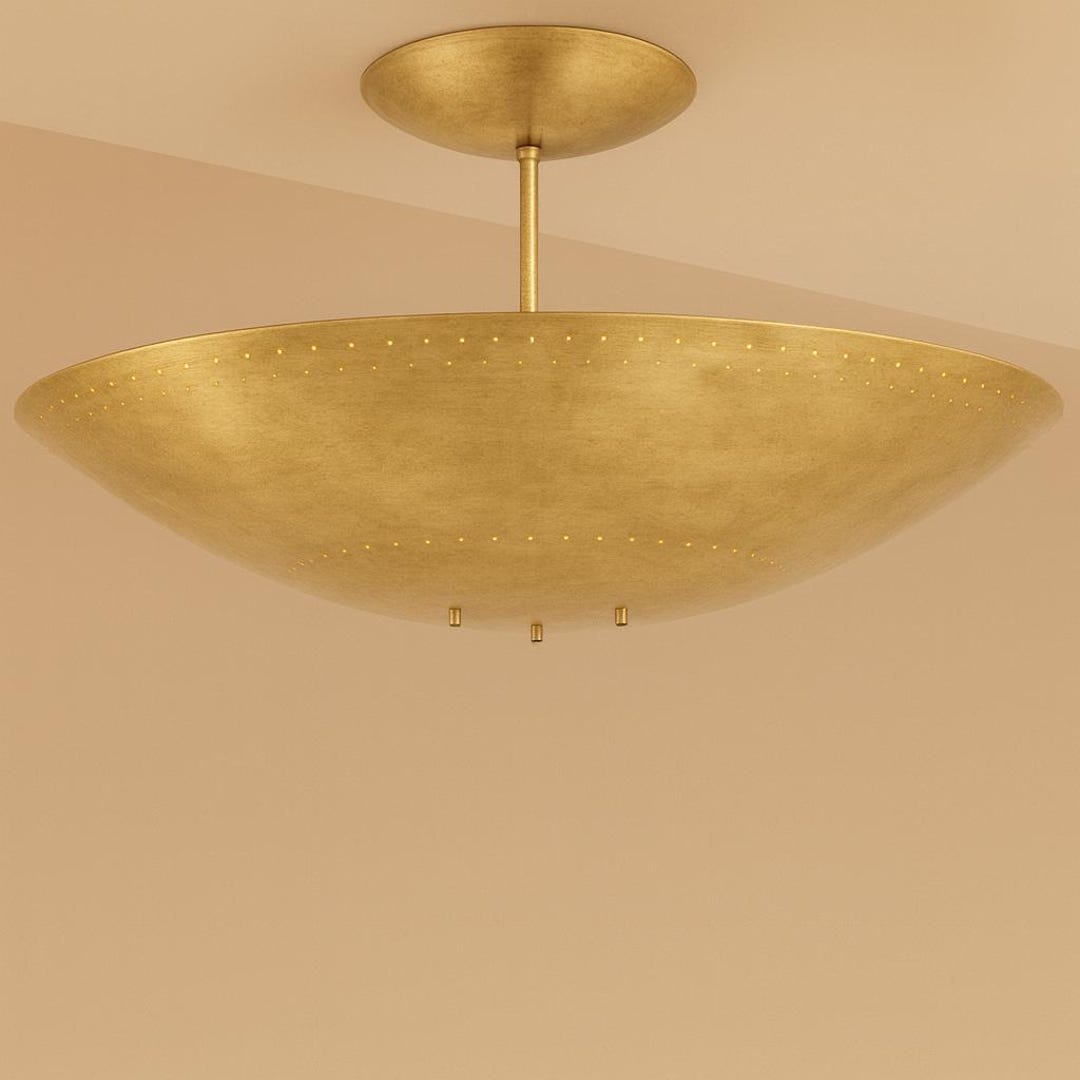 Mid Century Modern Saucer Ceiling Light – Brass Semi Flush Mount UFO ...