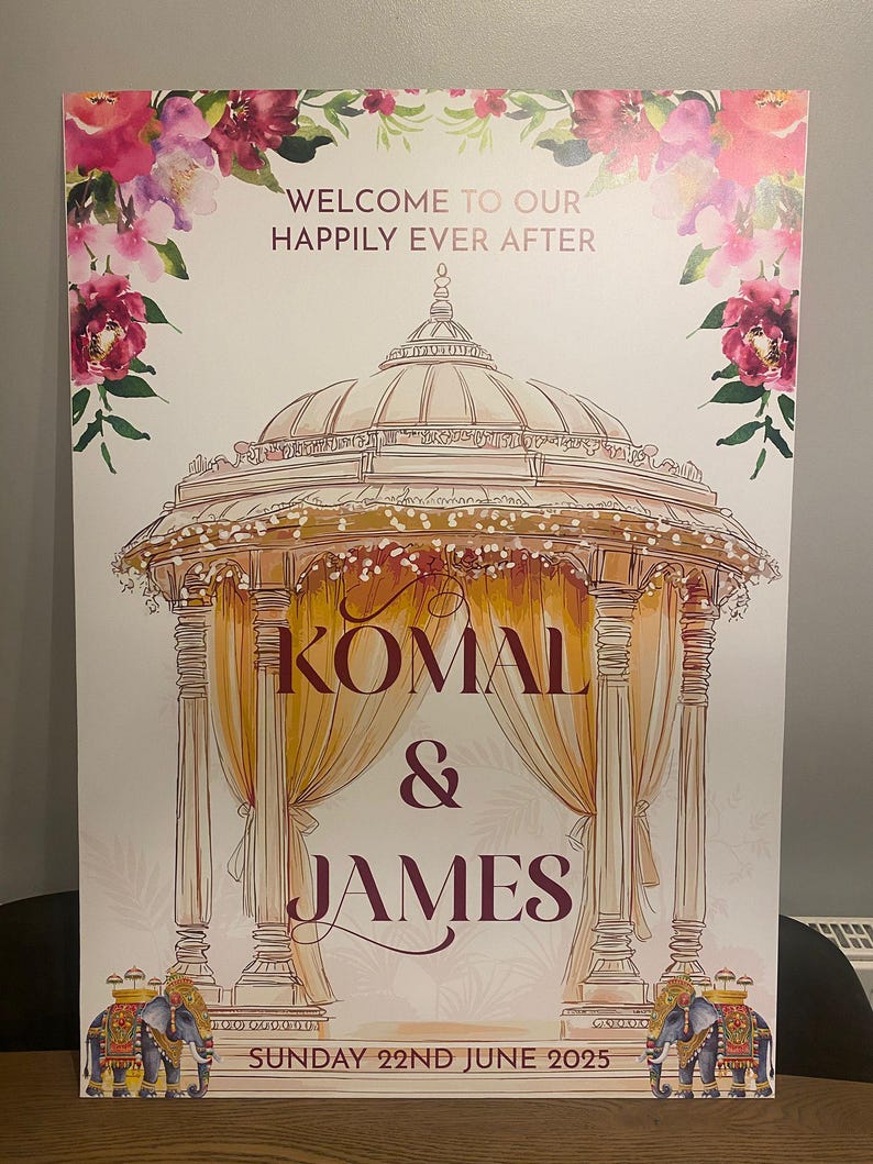 Hindu Wedding | Welcome Sign Mandap Theme | Indian Wedding Signage ...