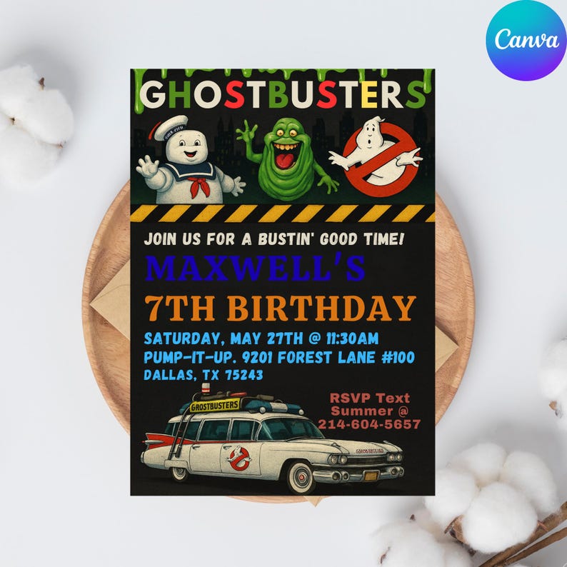 Editable Ghostbusters Birthday Invitation | Printable Ghostbusters ...
