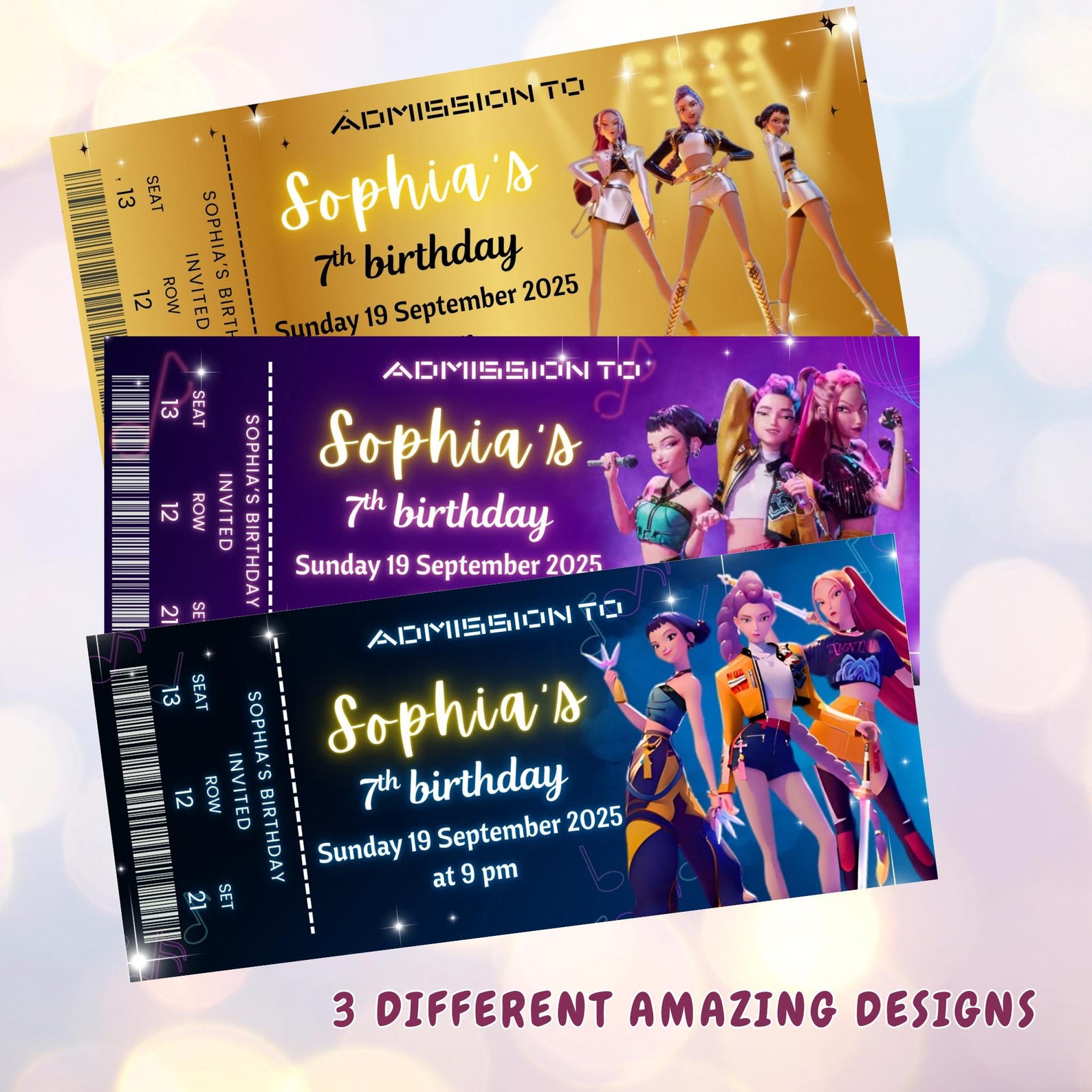 Editable Kpop Demon Hunters Concert Ticket, 3 Editable Ticket Designs ...