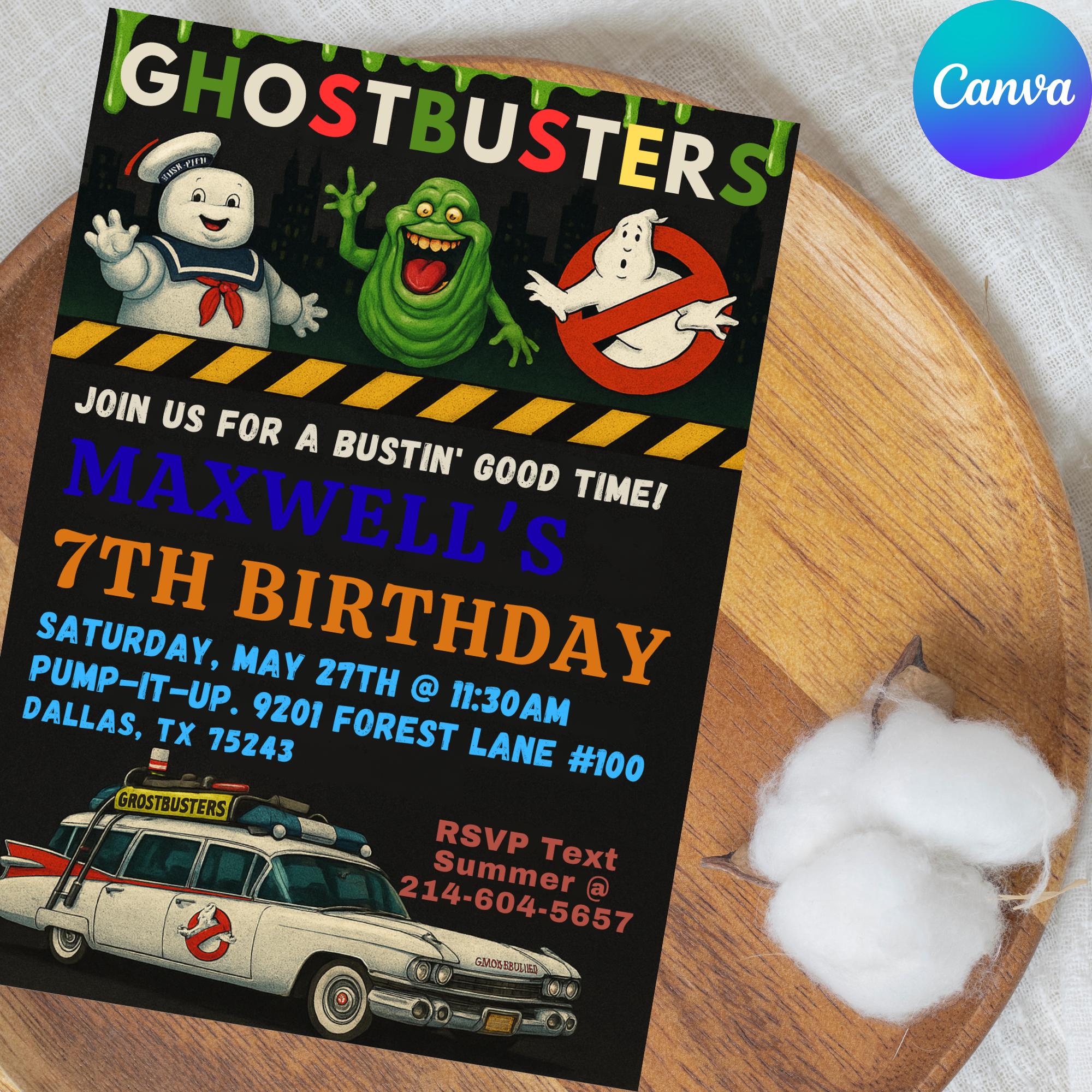 Editable Ghostbusters Birthday Invitation | Printable Ghostbusters ...