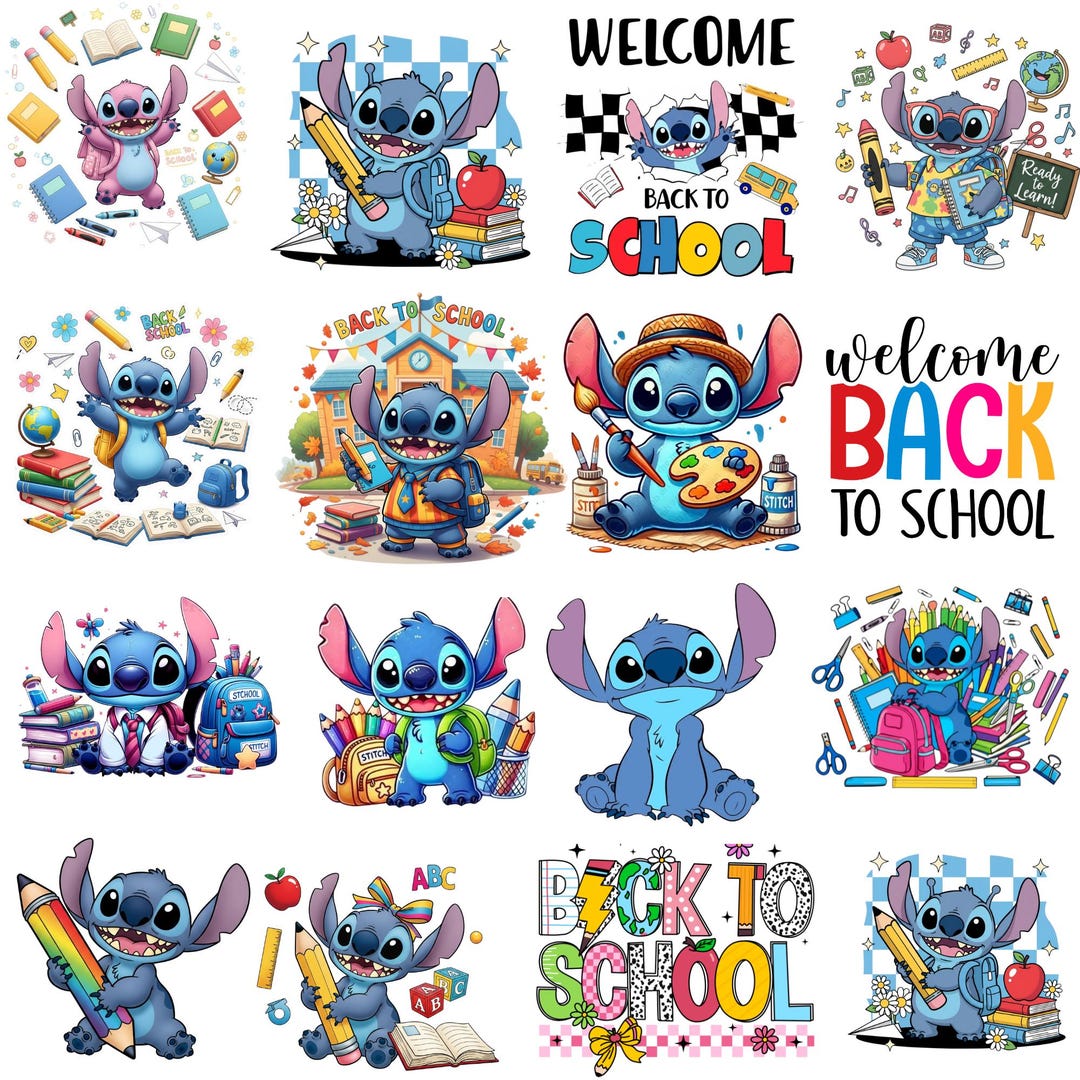 Stitch Back to School SVG Bundle, Clipart Stitch PNG, Stitch Clipart ...