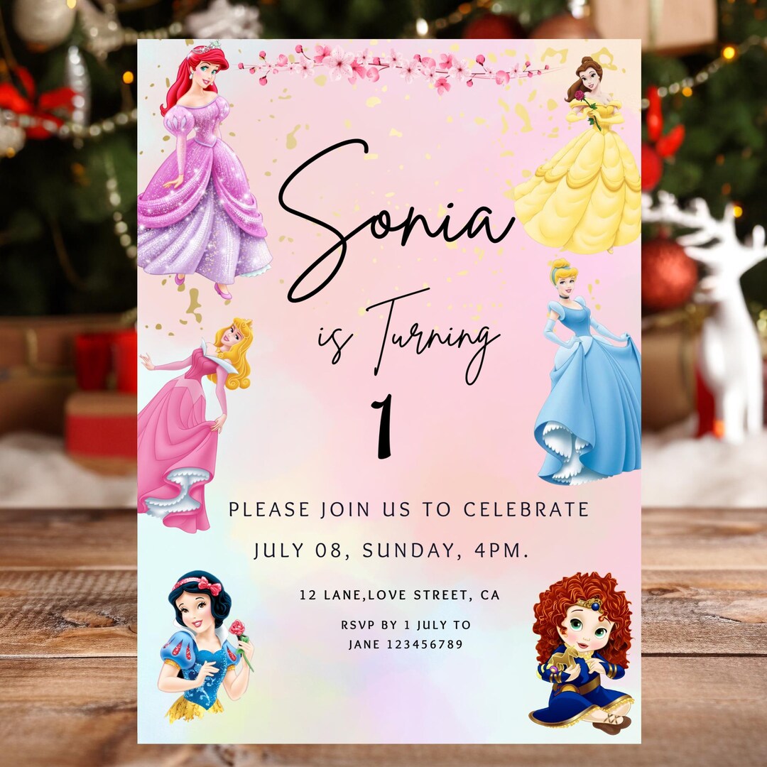 Four Ever A Princess Birthday Invitation Fourever A Princess Invitation ...