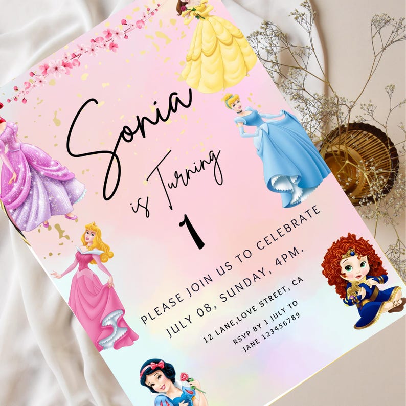 Four Ever A Princess Birthday Invitation Fourever A Princess Invitation ...