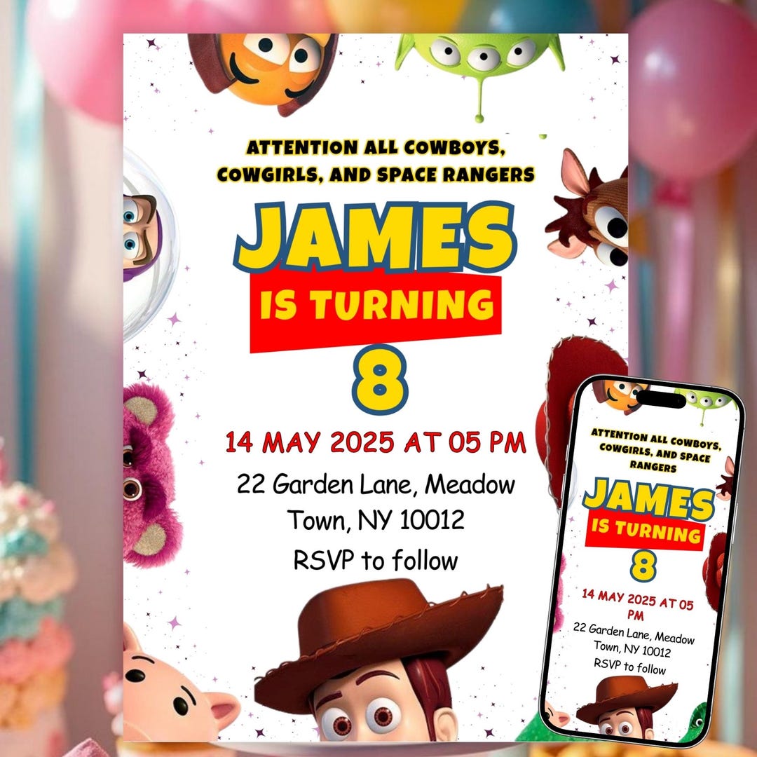 Editable Toy Story Birthday Invitation, Printable Toy Story Party ...