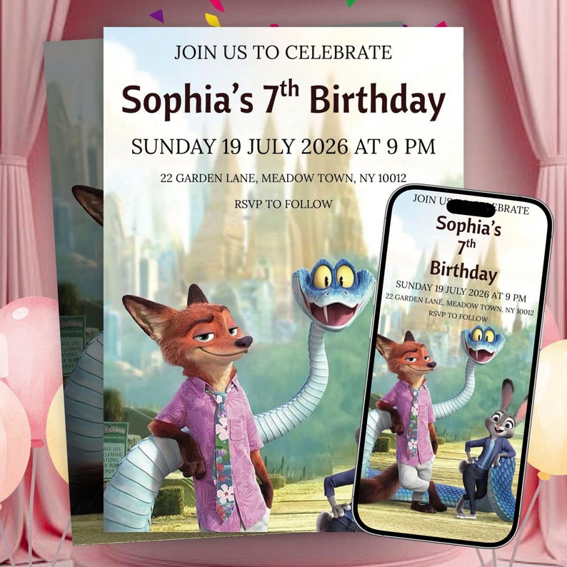 Zootopia 2 Birthday Invitation, Zootopia Party Invite, Zootopia Judy ...