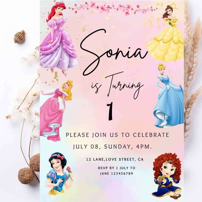 Four Ever A Princess Birthday Invitation Fourever A Princess Invitation ...