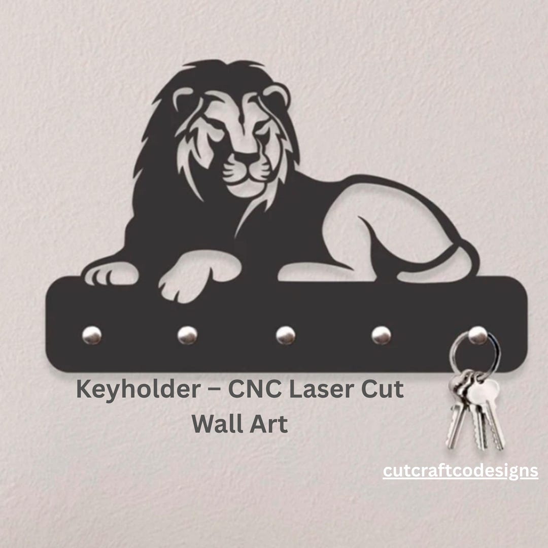 Lion Key Holder Wall Mount – Laser Cut Metal Key Rack – Animal Wall ...