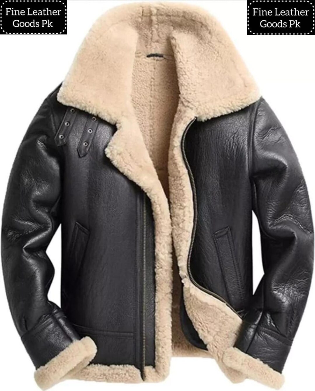 Men’s Genuine Shearling Jacket | Real Sheep Leather Aviator B3 Bomber ...