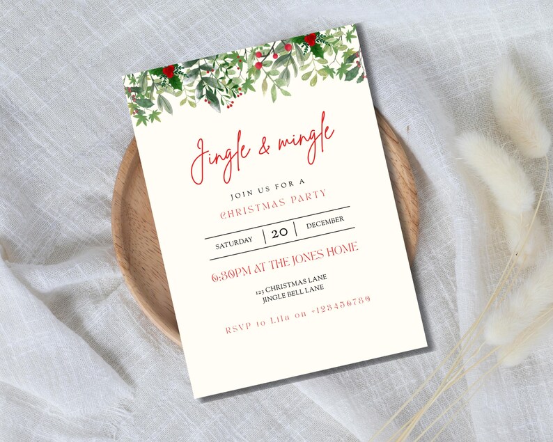 Jingle and Mingle Christmas Party Invitation | Editable Canva Template ...