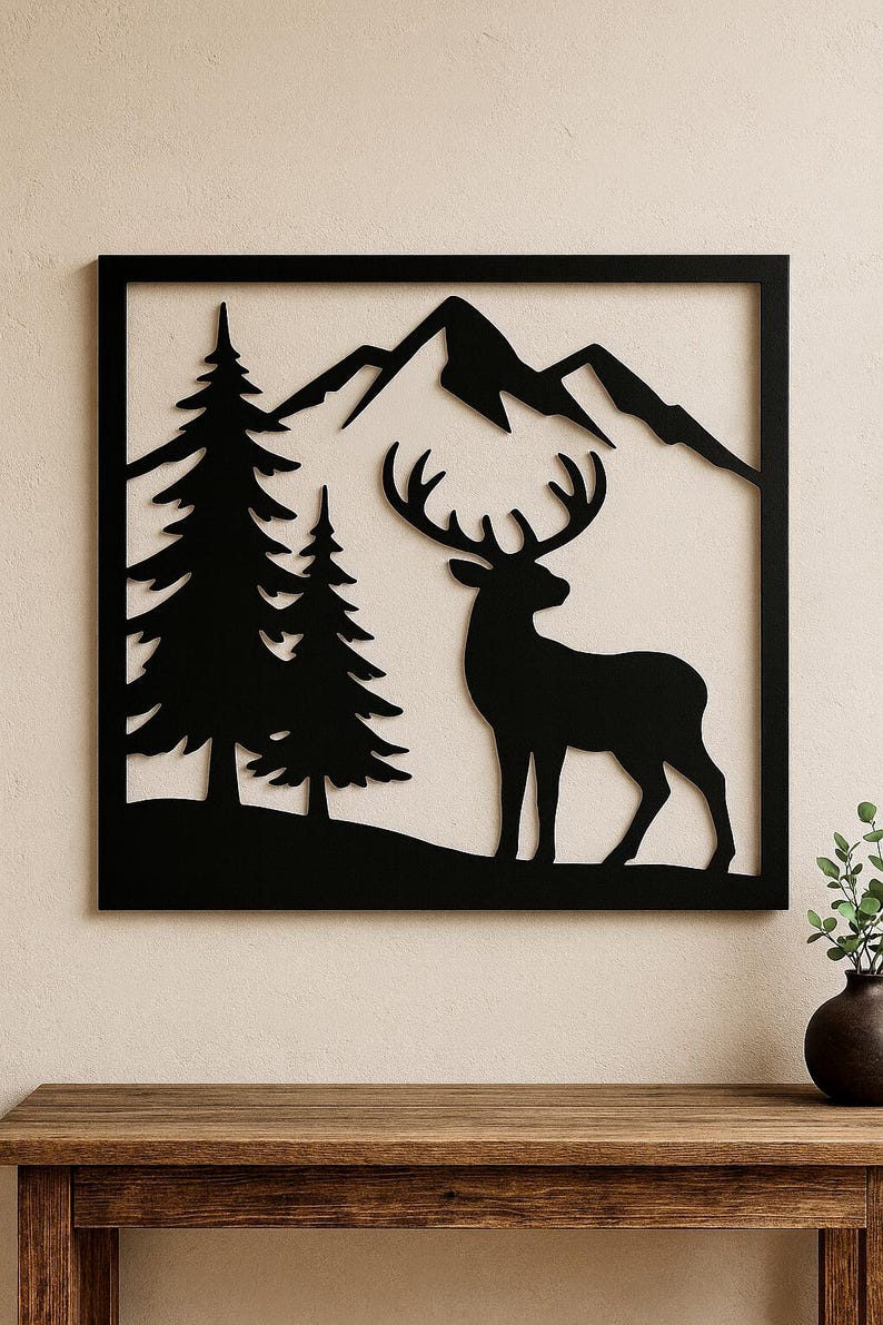 Deer Mountain Metal Wall Art DXF File: CNC Plasma Laser Cut Template ...