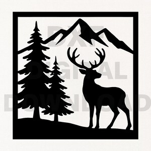 Rustic Cabin Decor | CNC Laser Cut Sign | Deer Mountain Silhouette DXF ...