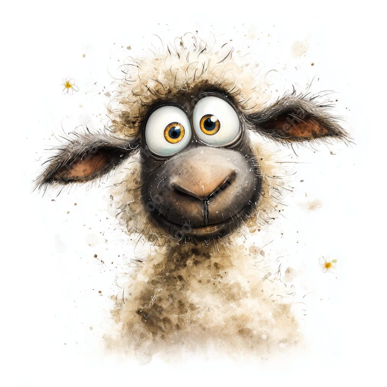 10 Watercolor Funny Sheep Clipart, Commercial Use (instant Download ...
