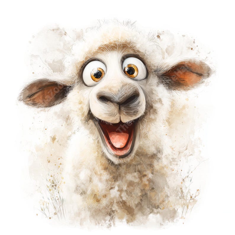 10 Watercolor Funny Sheep Clipart, Commercial Use (instant Download ...
