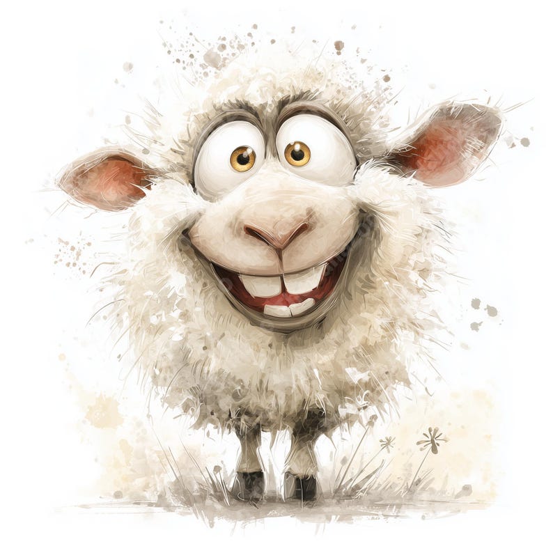 10 Watercolor Funny Sheep Clipart, Commercial Use (instant Download ...