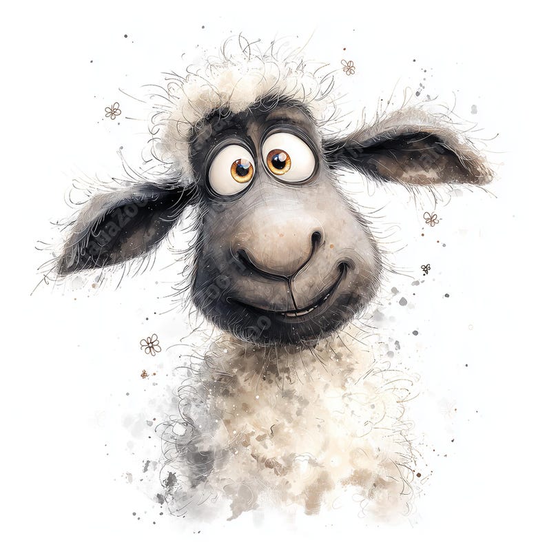 10 Watercolor Funny Sheep Clipart, Commercial Use (instant Download ...