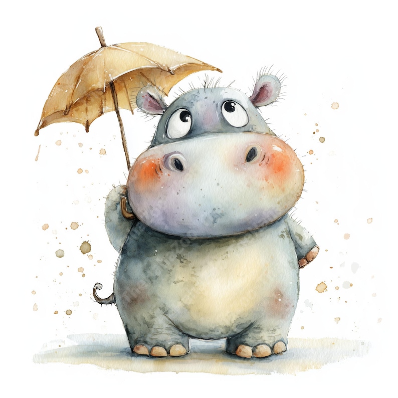 10 Whimsical Funny Hippo Clipart Images, Commercial Use, (instant ...
