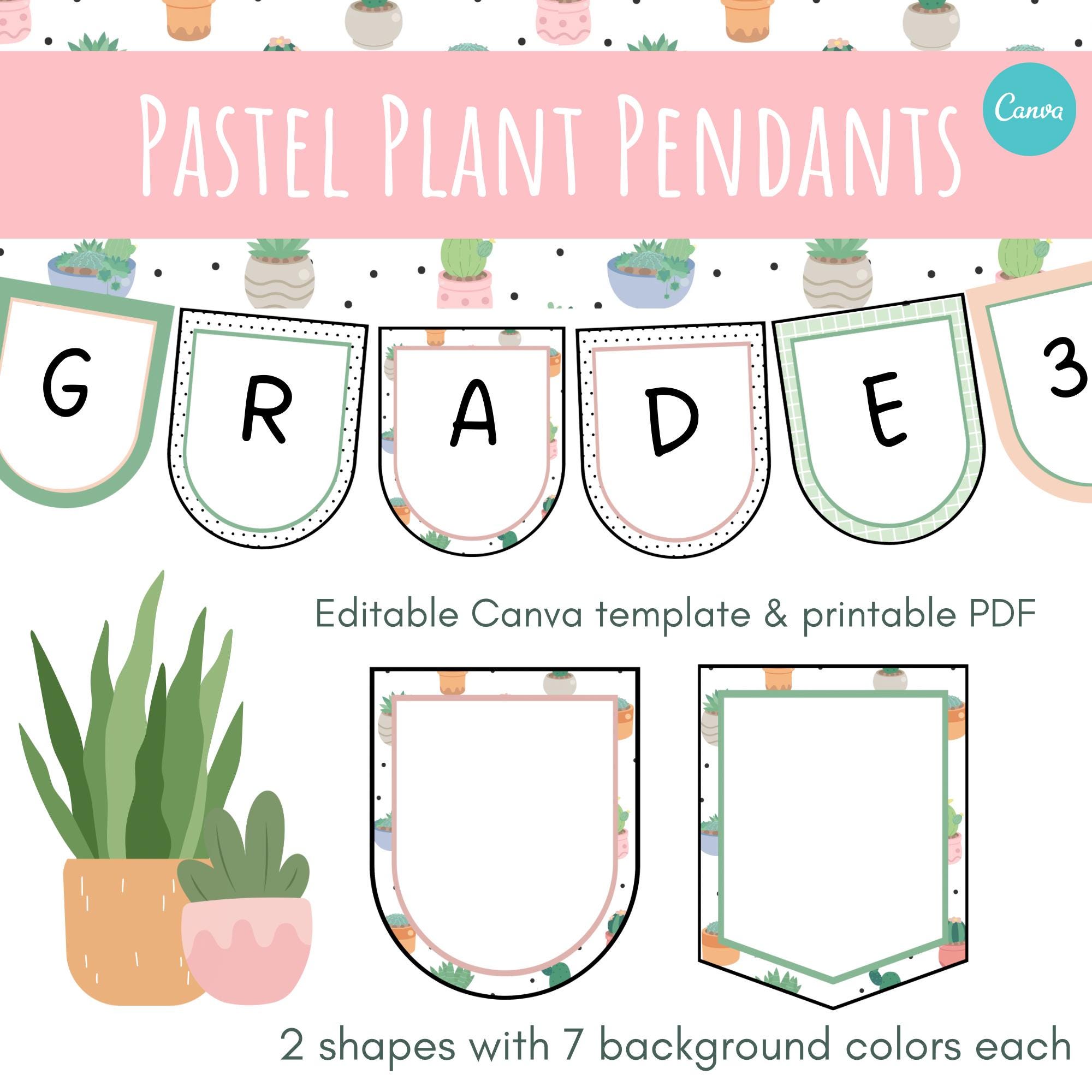 Pastel Plants Printable Classroom Decor: Folder Covers, Binder Spines ...