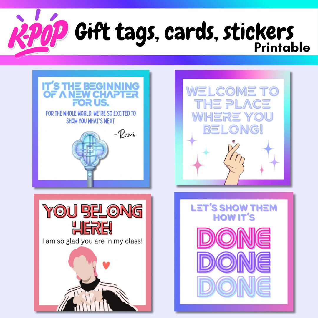 K-pop Back to School Printable Stickers or Tags, Welcome Students Gift ...