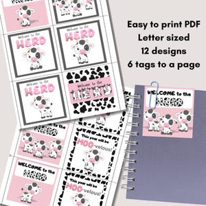 Cute Cow Theme Printable Gift Tag to Welcome Students to the Herd, for ...
