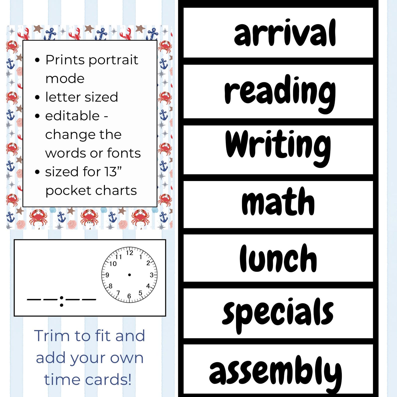 Nautical Classroom Decor Bundle: Seaside Theme, ABC Posters, Binder ...