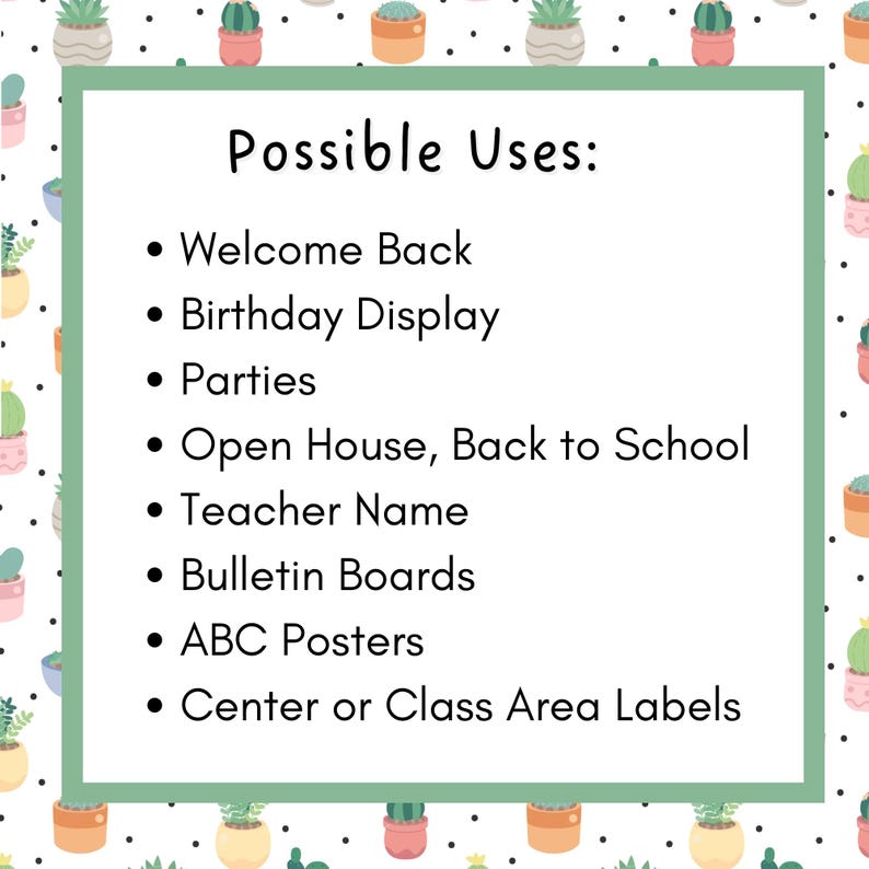 Pastel Plant Pendant Banner, Editable Classroom Decor (canva Template ...