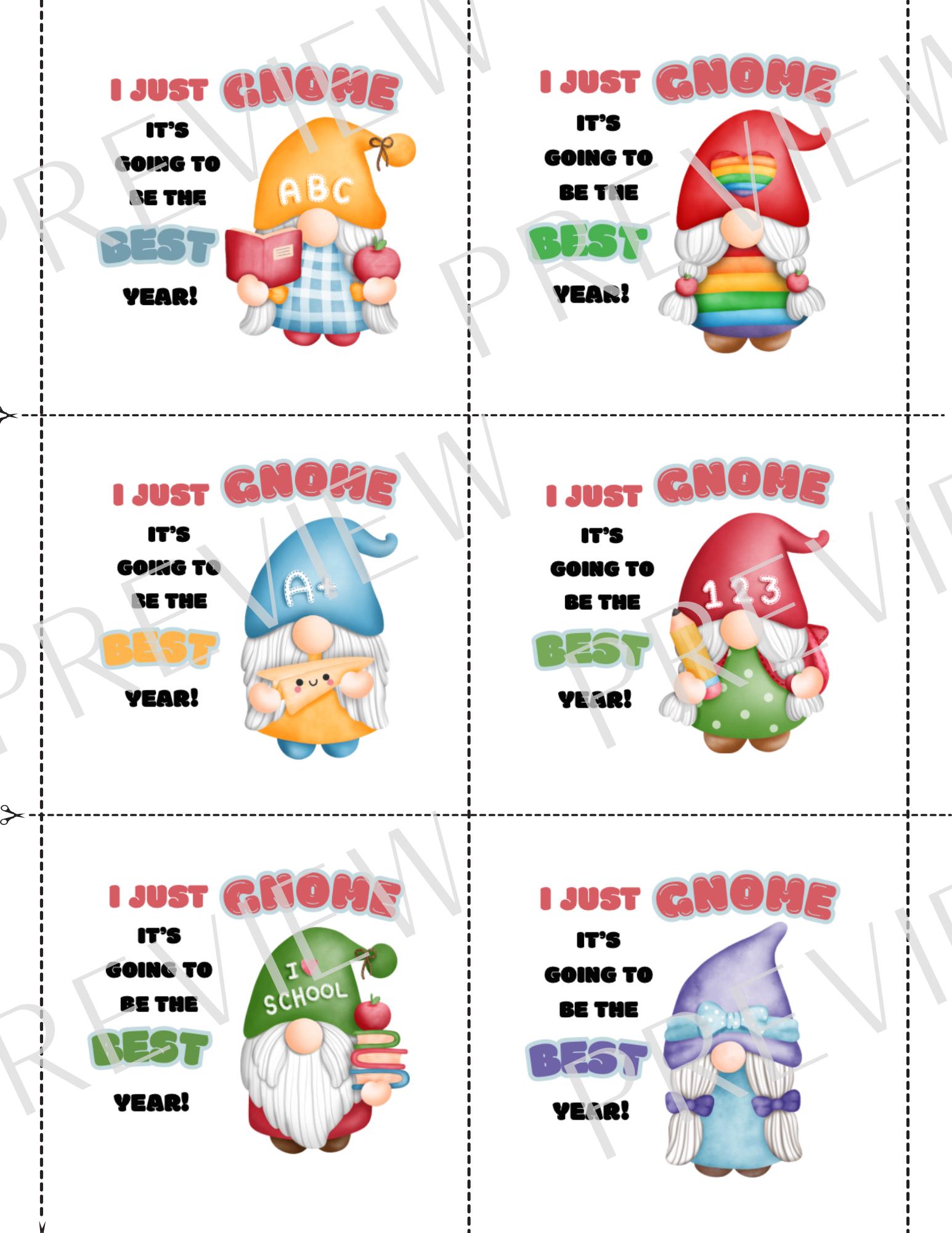 Printable Gift Tag With Cute Gnomes for a Great Year, Bookmark or ...
