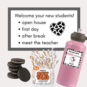 Cute Cow Theme Printable Gift Tag to Welcome Students to the Herd, for ...