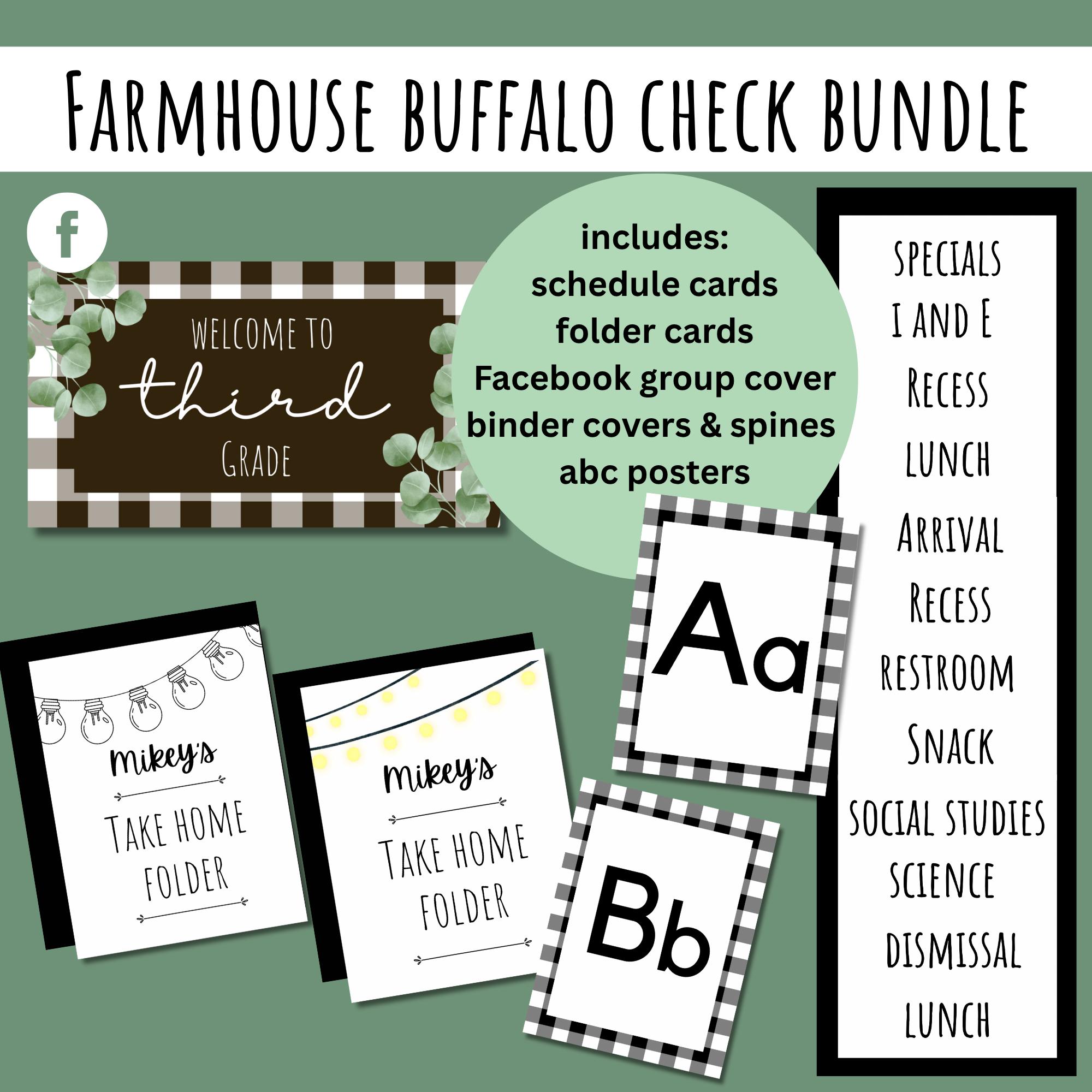 Farmhouse Plaid and Eucalyptus Classroom Decor Canva Templates: ABC ...