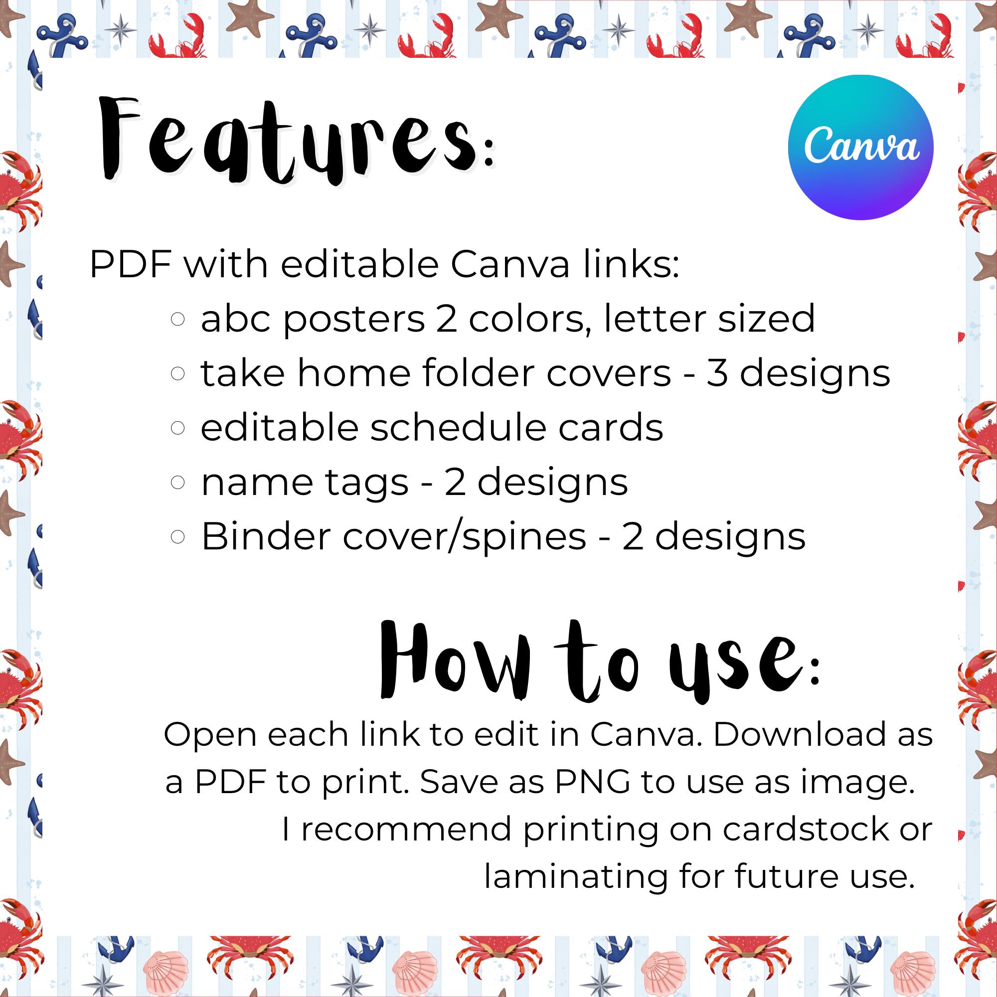 Nautical Classroom Decor Bundle: Seaside Theme, ABC Posters, Binder ...